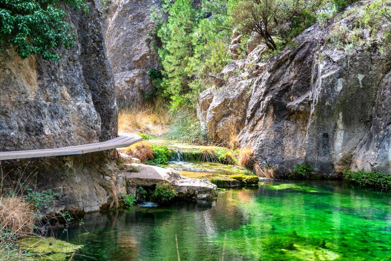 Boardwalk Over the Parrisal Hike in Beceite, Spain of Aragon Stock ...