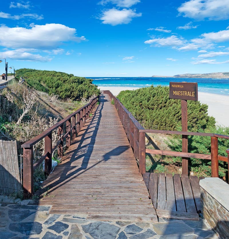 Boardwalk to the beach stock image. Image of stintino - 37519075
