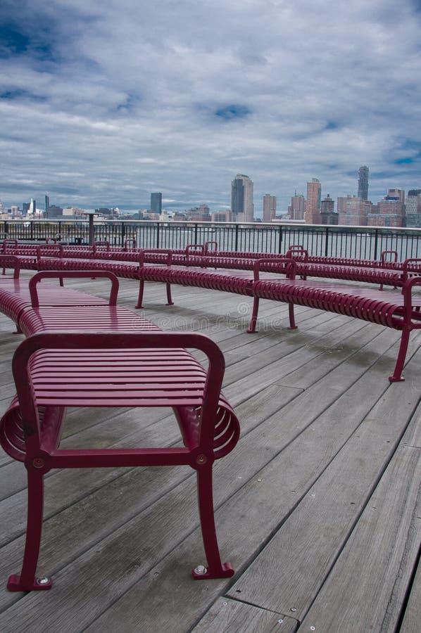 Boardwalk View of Manhattan Stock Image - Image of jersey, river: 75850329