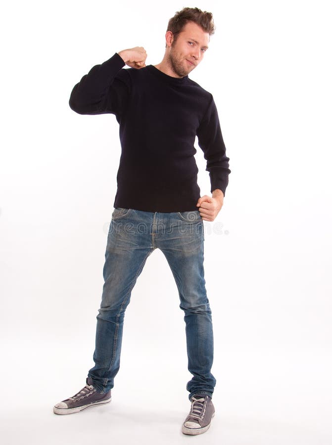 Boasting Young guy stock image. Image of strength, adult - 62587453