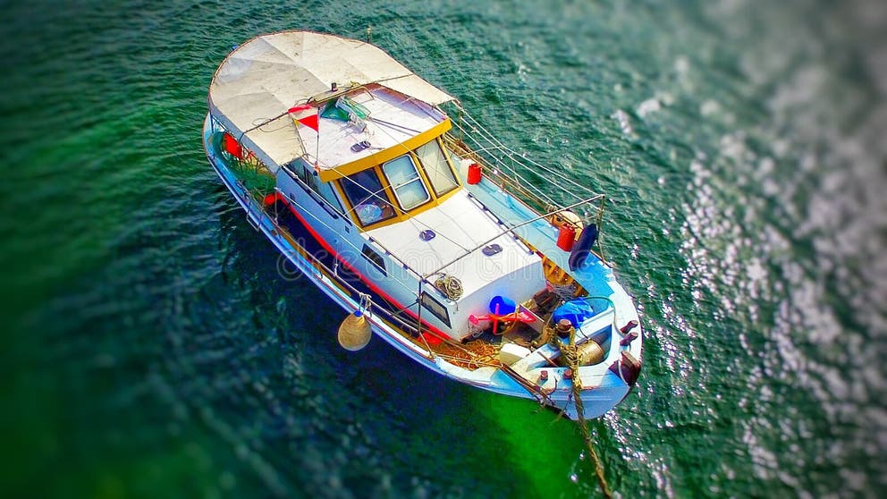 Boat stock image. Image of fishing, boat, greek, drone - 87600097