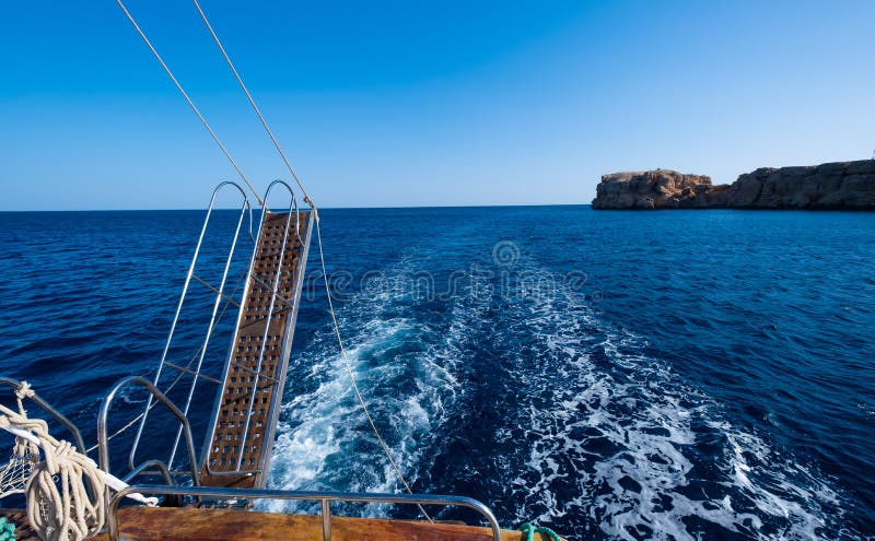 Boat alone in sea stock photo. Image of ocean, large - 187073216