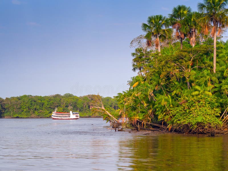 Boat in Amazon river stock photo. Image of architecture - 37688946