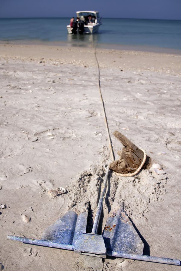 Boat Anchor stock image. Image of cable, sand, cleat, monochrome - 4790485