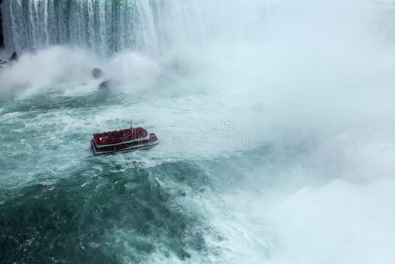 Boat waterfall stock image. Image of landscape, misty - 165283611
