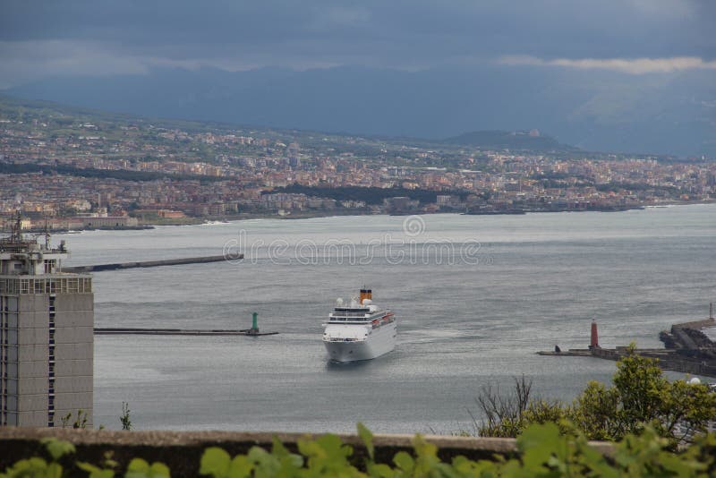 Boat Approaching Port of Naples Italy Stock Photo - Image of city, ship ...