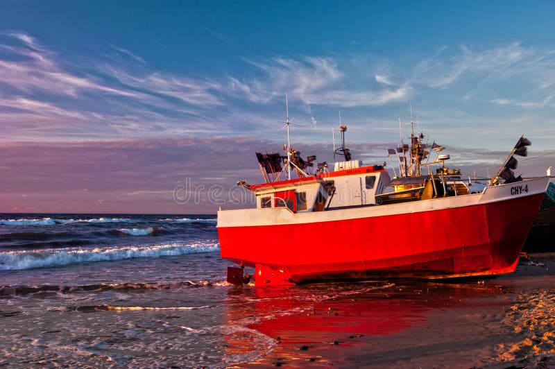Boat on Baltic beach stock photo. Image of european, poland - 44285482