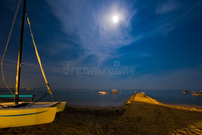 Moonlight beach stock photo. Image of nature, dusk, lunar - 36007344
