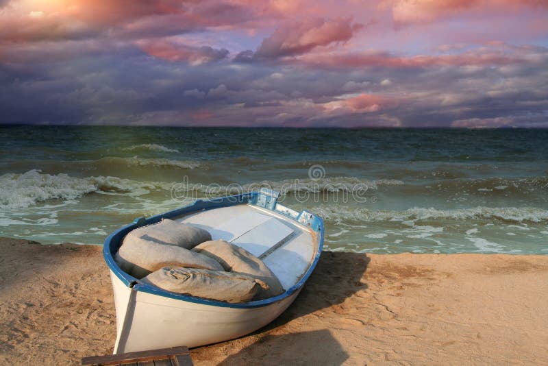 Boat on the beach stock photo. Image of dawn, beautiful - 5217882