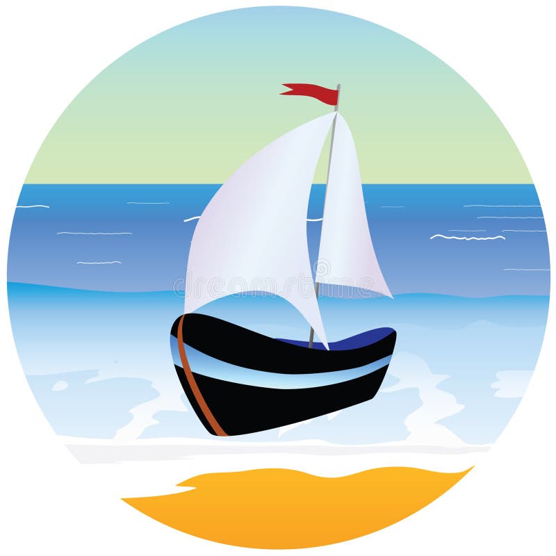 Cartoon Boat Ship Vacation Beach Stock Vector - Illustration of blue ...