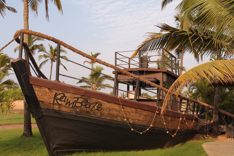 Boat Docked on the Beach in Goa Stock Photo - Image of leisure, boat ...