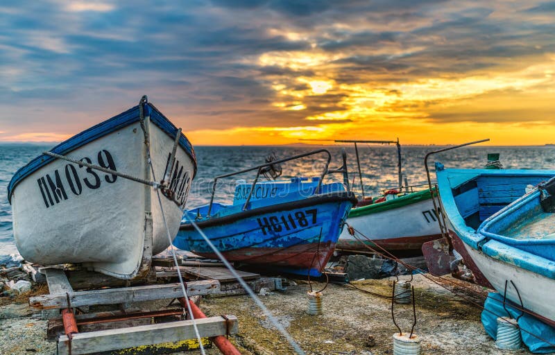 Boat on the Beach at Sunset Editorial Photography - Image of summer ...