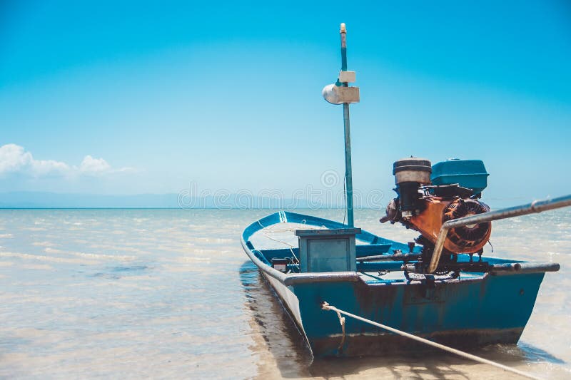 Boat and Beautiful Blue Ocean Stock Image - Image of holidays, boat ...