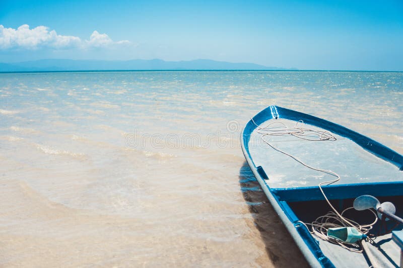 Boat and Beautiful Blue Ocean Stock Image - Image of clouds, landscape ...