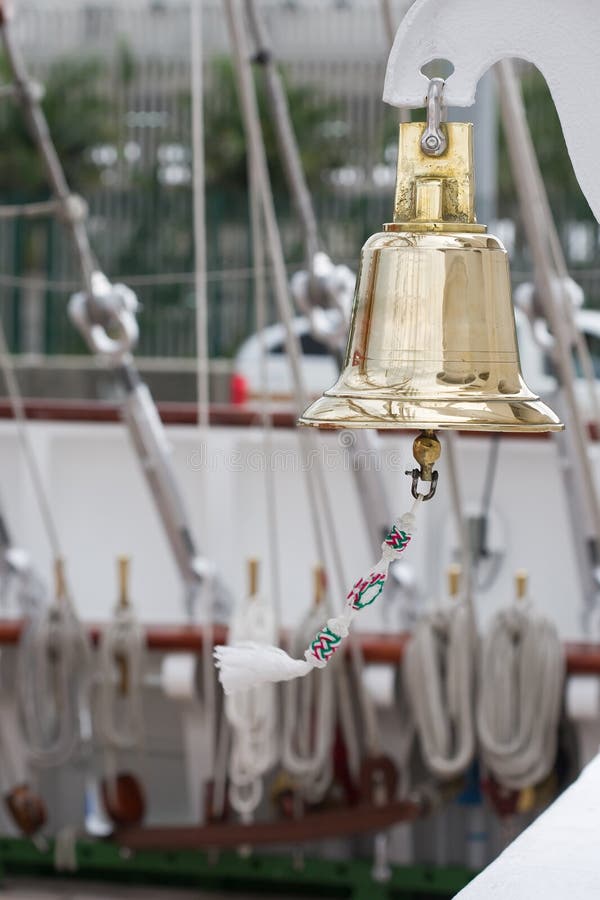 Boat Bell Aboard a Sailboat Stock Photo - Image of discovery, steel ...