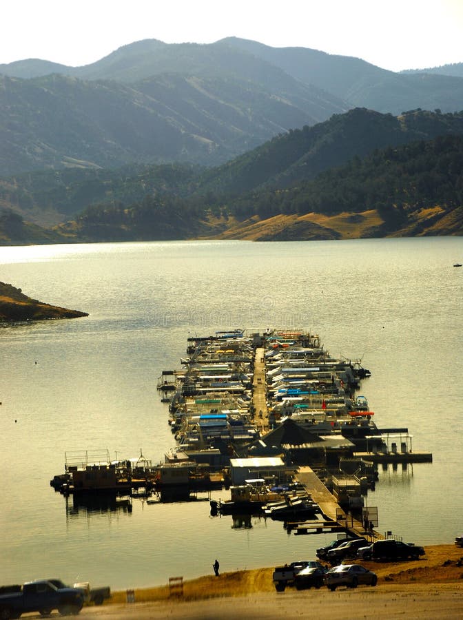 Boat on the Blue Lake in the Mountains of California. Stock Photo ...