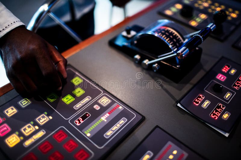 Boat Captain Hands Navigating and Moving Instruments in the Cockpit ...