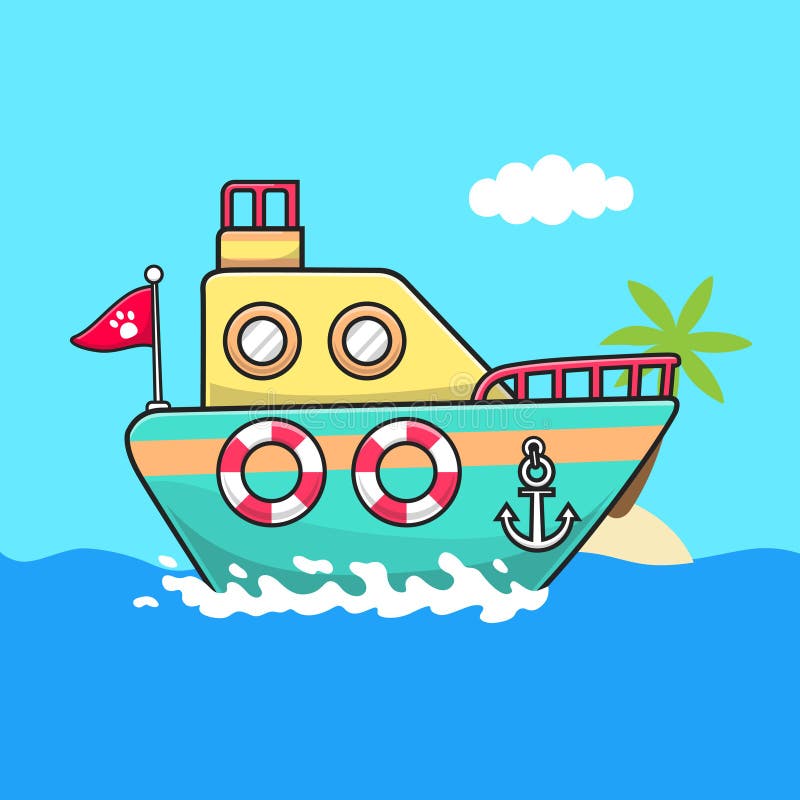 Boat Cartoon Vector Icon Illustration. Stock Vector - Illustration of ...