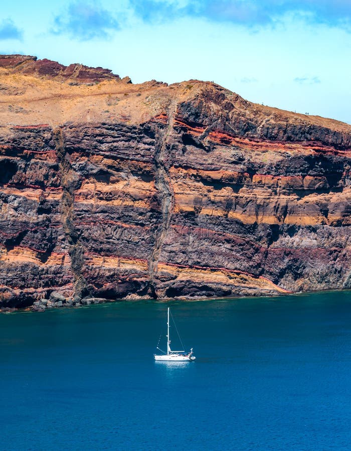 Boat at Cliff Face on Zakynthos Island Stock Photo - Image of greek ...