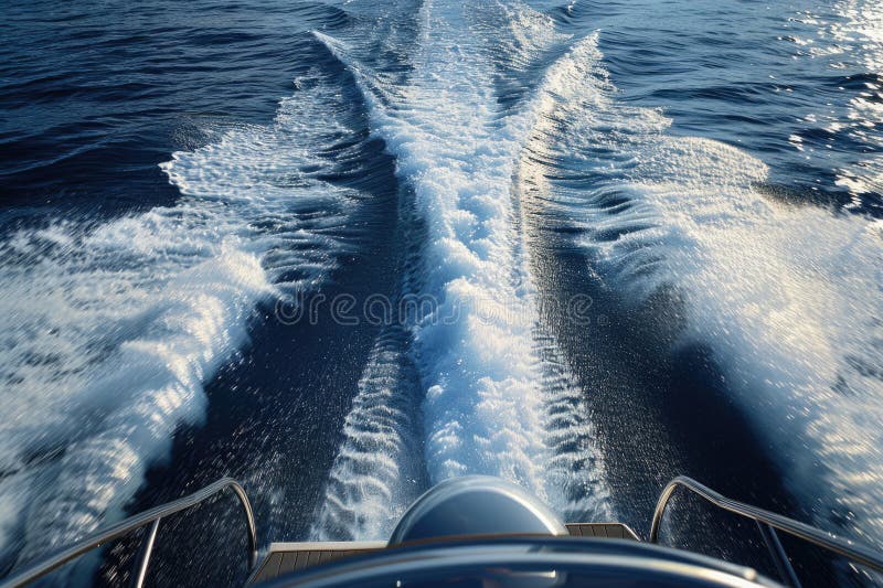 Boat Creating Wake in Ocean, Perfect for Travel Brochures Stock Photo ...