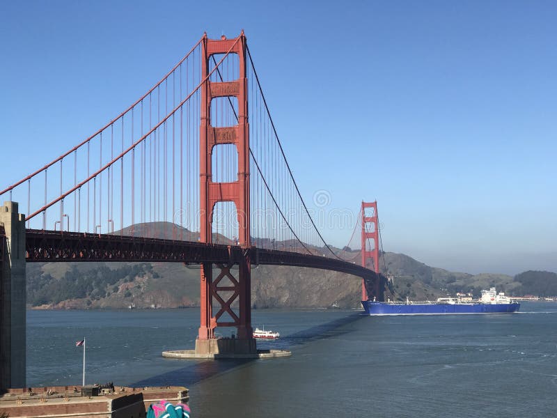Boat Crossing Under the Bridge Stock Image - Image of crossing, view ...