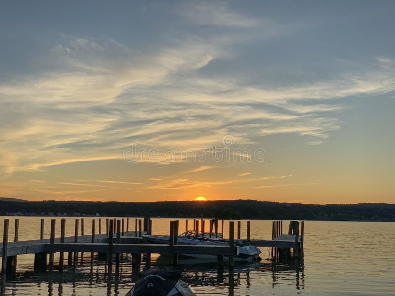Dock Sunset stock photo. Image of lake, orange, extends - 102905670