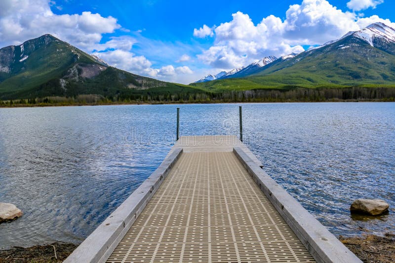 Boat Dock with a View of the Mountains Stock Image - Image of dock ...