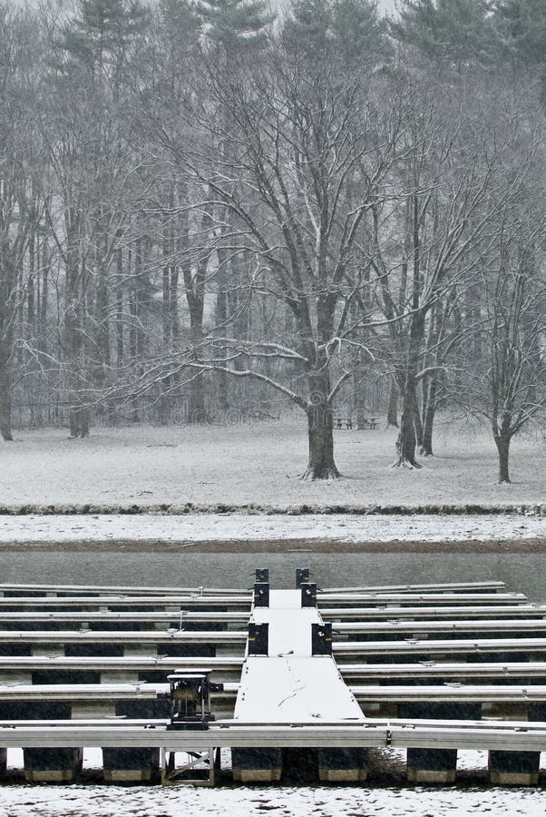 Boat Docks during Winter Storm Stock Image - Image of outdoors ...