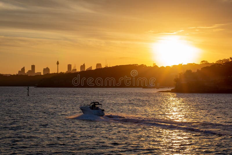 Boat Driving in the Sea during a Late Sunset Editorial Stock Image ...