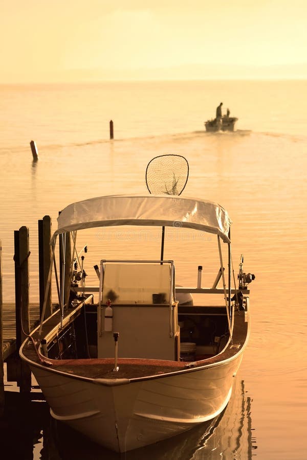 Boat in the Early Morning Sun Light Stock Photo - Image of poster ...