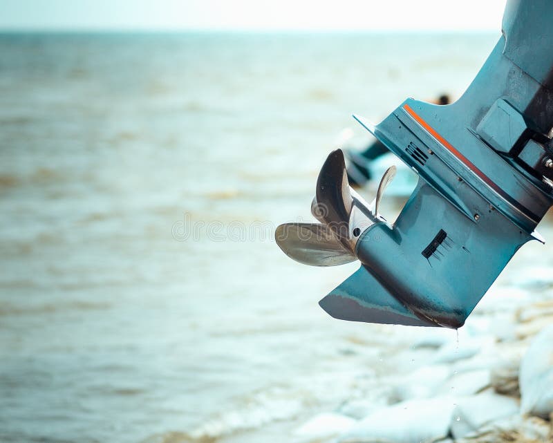 Two Boat Engine with Propeller Details Shot Stock Photo - Image of ...