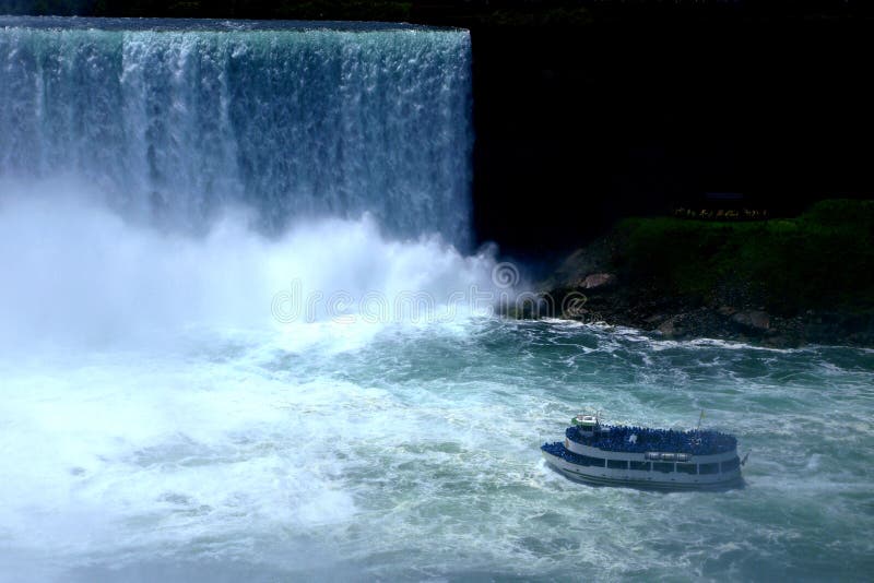 A Boat Entering Niagara Waterfalls Stock Image - Image of waterfalls ...