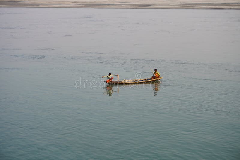 Hatibandha, Babgladesh-November 9th 2022-Two Man Fishing in the River ...