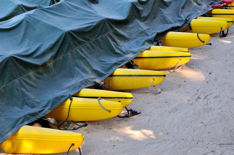 Boat Floater As Line on Sand Stock Image - Image of arrange, line: 26666043