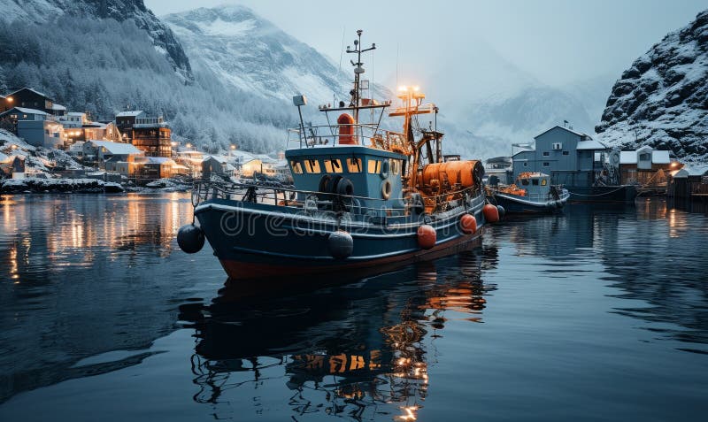 Boat Floating in Arctic Ocean Stock Image - Image of frosty, nautical ...