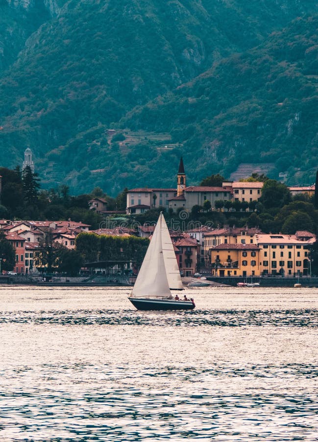 Boat Floating Near the Mountains Editorial Image - Image of urban ...