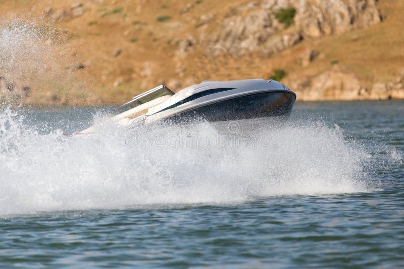 Boat Floats on the Lake Speed Stock Photo - Image of speed, power ...