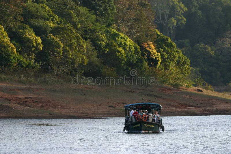 Boat on forest lake stock photo. Image of forest, tourism - 3594720
