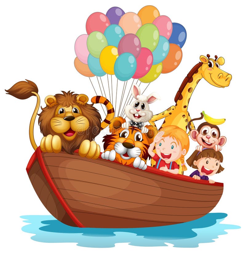 A boat full of animals stock vector. Illustration of people - 43722248