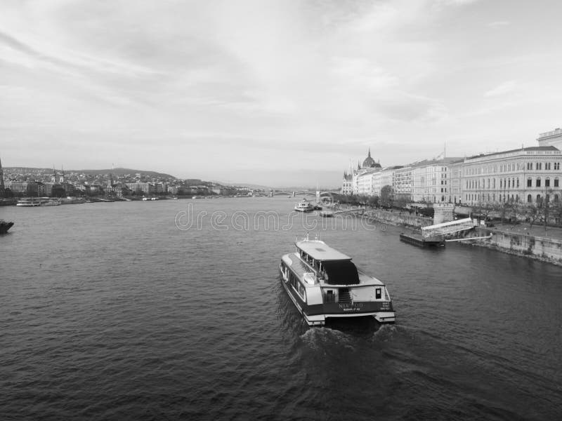 Boat on the Danube river editorial photo. Image of grey - 216344731
