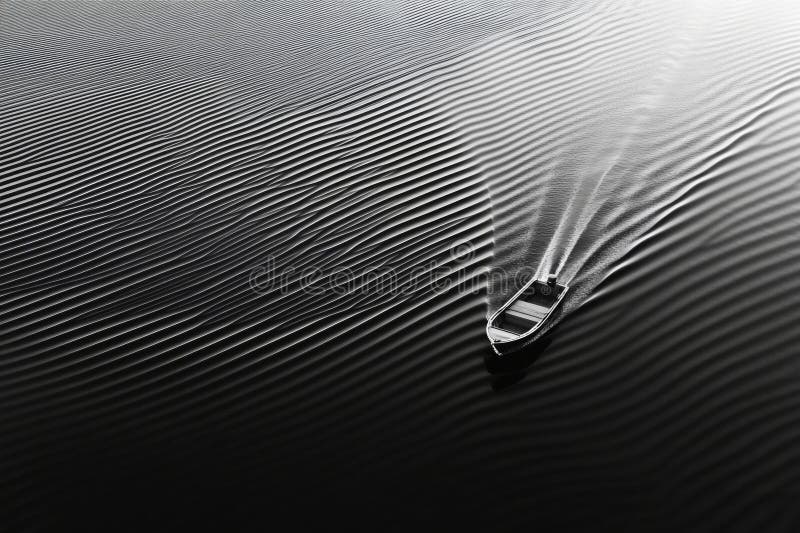 A Boat Gracefully Moves Across a Vast Ocean Characterized by Dynamic ...