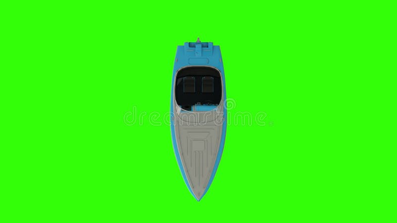 Boat on a Green Screen. Motor Boat Sailing Over Waves, 3d Illustration ...