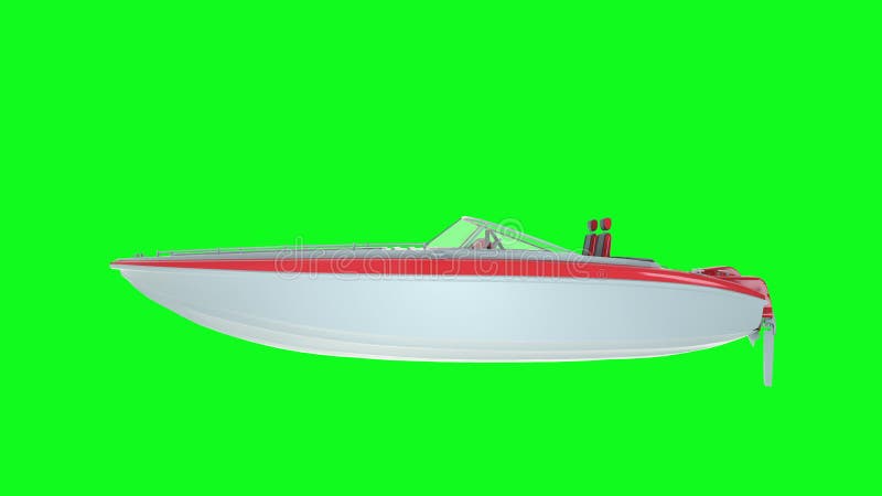 Boat on a Green Screen. Motor Boat Sailing Over Waves, 3d Illustration ...