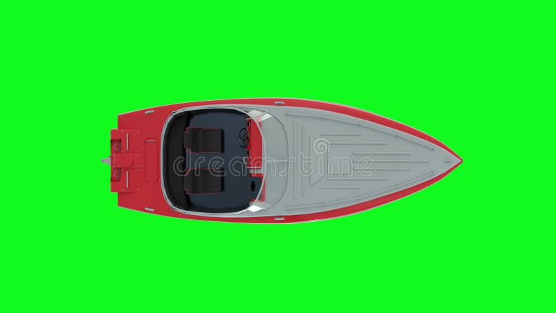 Boat on Green Screen. Motor Boat Sailing Over Waves, 3d Rendering Stock ...
