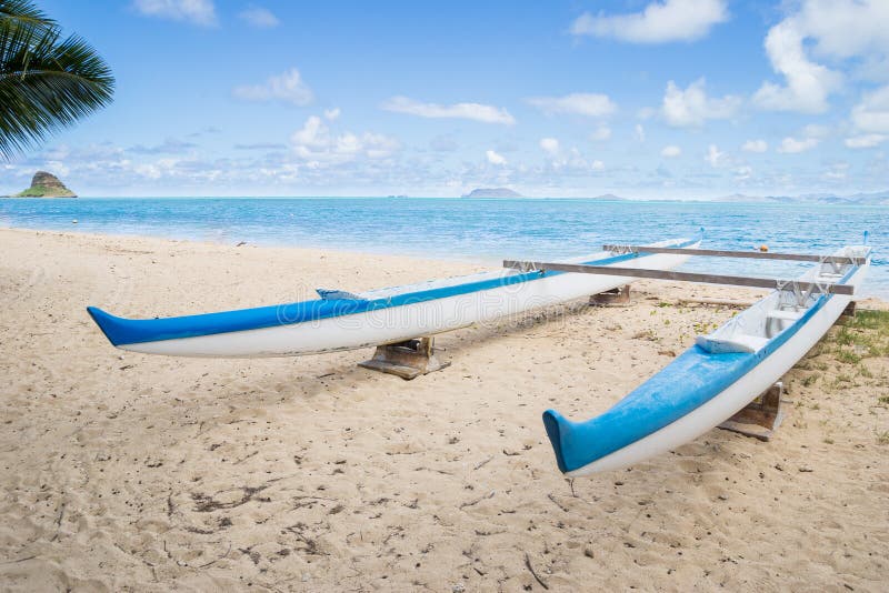 Boat on Hawaiian beach stock photo. Image of quiet, tropical - 55649990