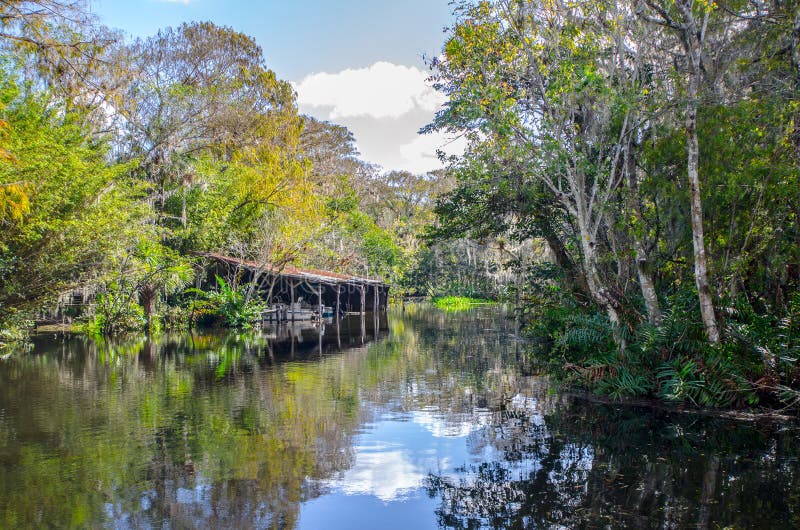 Rustic Boat House on the Loxahatchee River Stock Image - Image of house ...