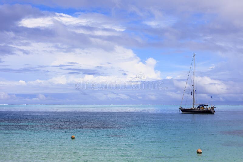 Boat in Polynesia stock image. Image of sailboat, cloud - 98913637