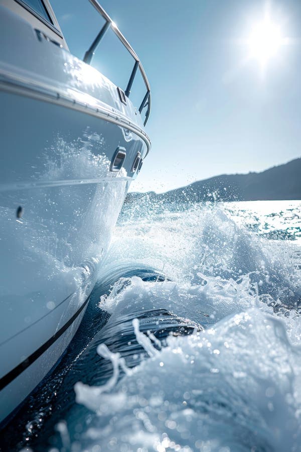 Boat Hull Cutting through Waves Capturing Dynamic Motion at Summer ...