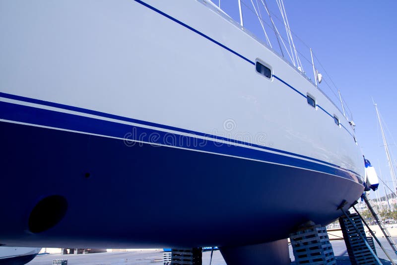 Boat Hull Sailboat Blue Antifouling Beached Stock Image - Image of ...