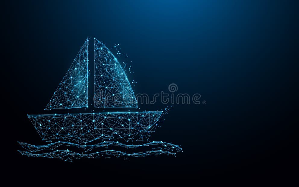 Boat Icon Form Lines, Triangles and Particle Style Design. Illustration ...